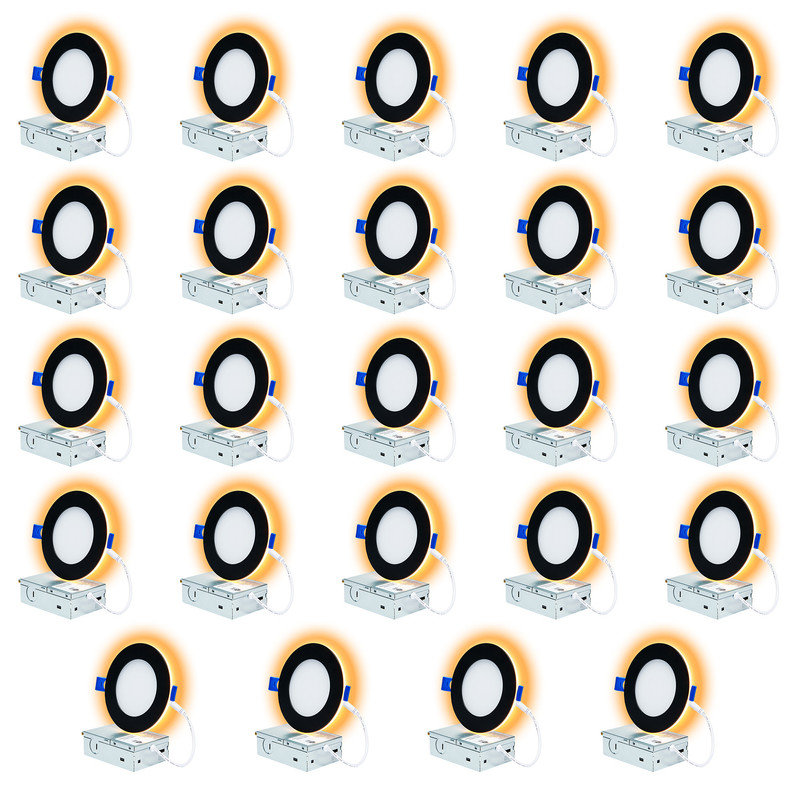 Comiled 4" Recessed Lighting with Night Light, Dimmable, 5CCT, Slim Wafer Downlight, 9 Watt, 24 ...